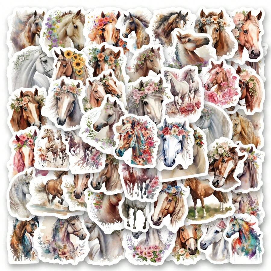 53PCS Horse Stickers Vinyl Aesthetics Stickers For Scrapbooking, Diary ...