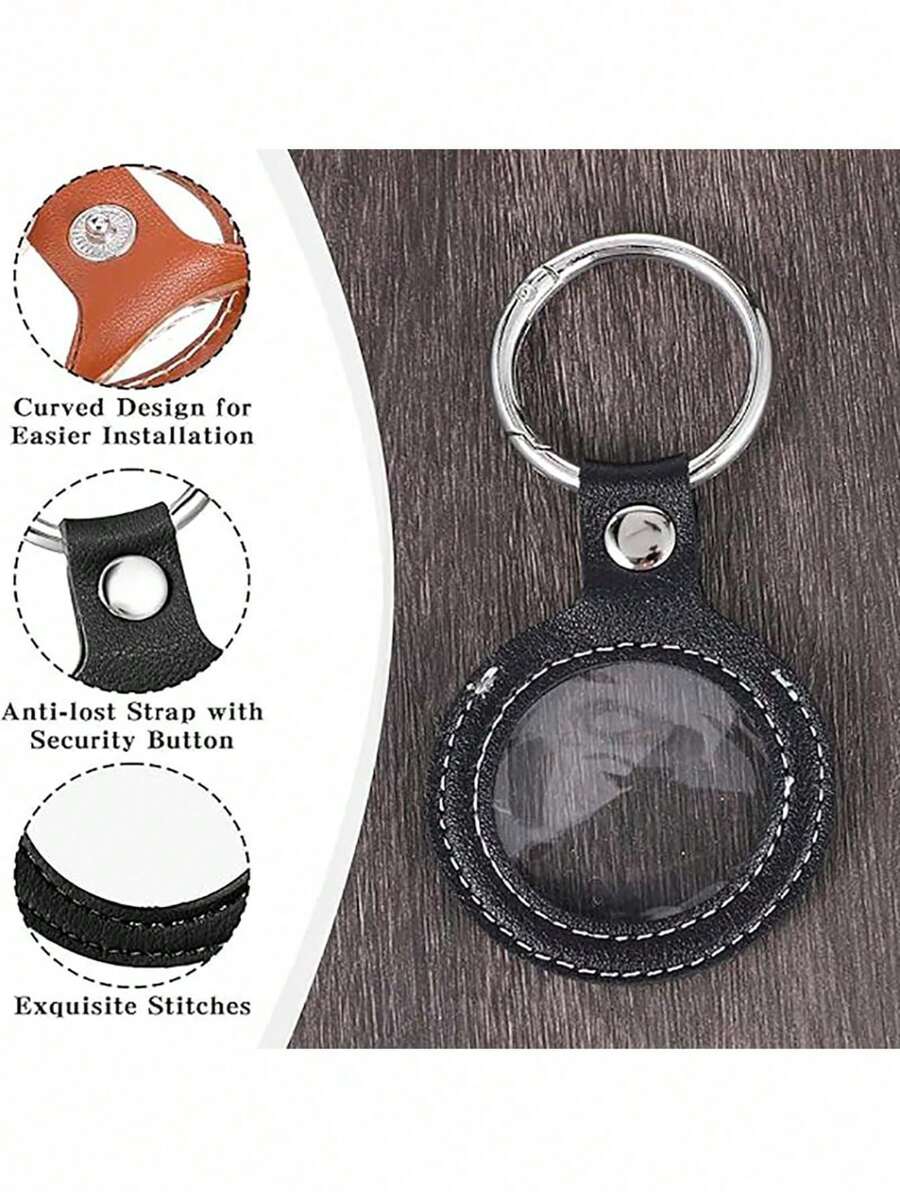 Leather Coin Holder Keychain Double Side Coin Display Case For AA ...