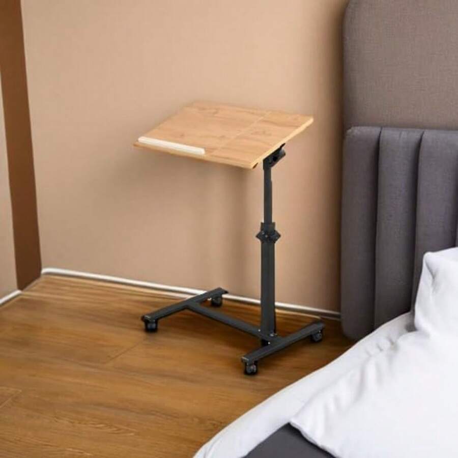 TigerDad Overbed Bedside Desk Mobile Rolling Laptop Stand Tilting ...