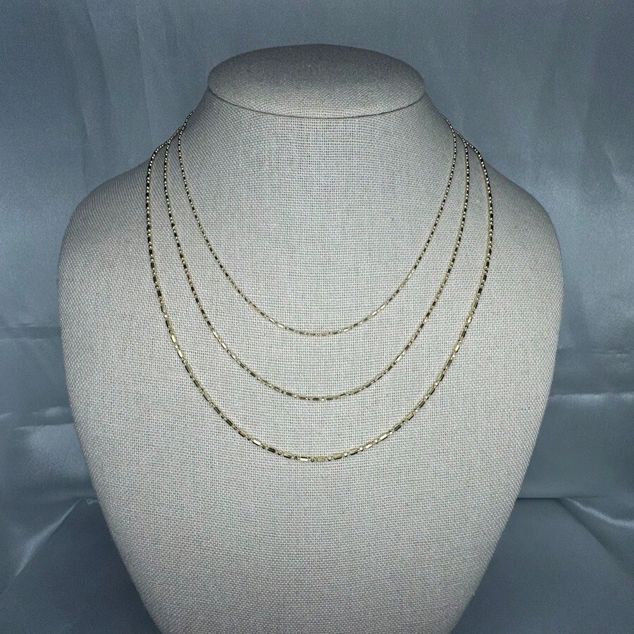14K Solid Yellow Gold Diamond Cut Beaded Chain Necklace, 16" 18" 20 ...