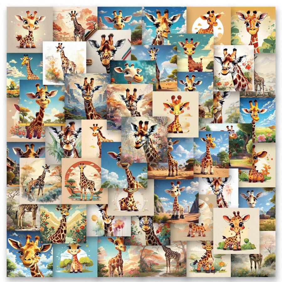 62PCS Cute Giraffe Stickers Vinyl Aesthetics Stickers For Scrapbooking ...