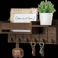 Decorative Key Rack And Mail Organizer With 6 Key Hooks Rustic Wood Key ...