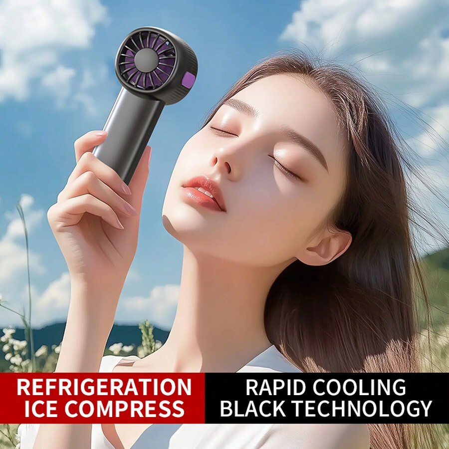 New 3-Speed High-Speed Ice-Cool Semiconductor USB Portable Hand-Held Mini Fan, Minimalist Design ...