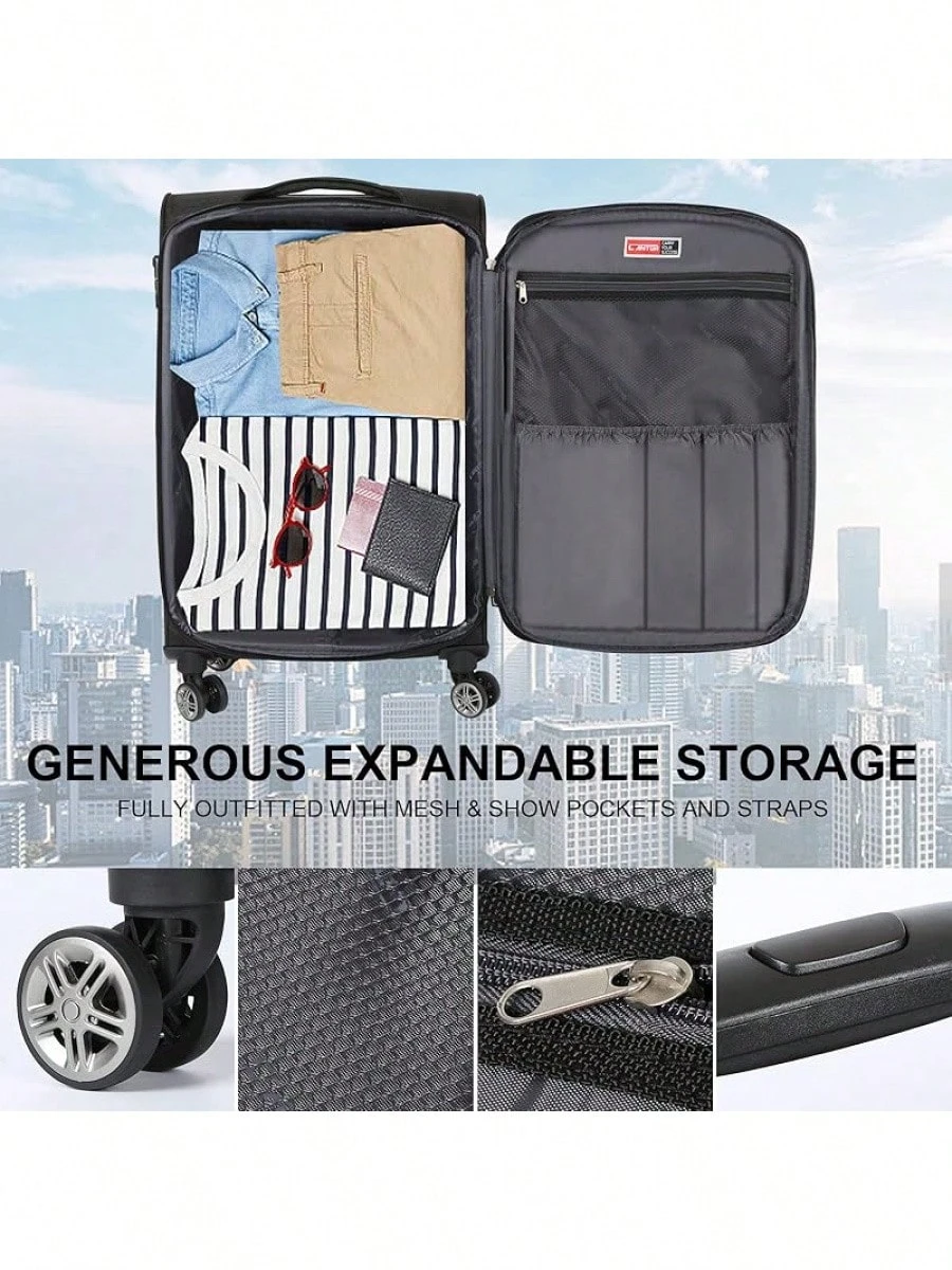 Cantor Ultra Lightweight Softside Luggage With Spinner Wheels, Set Of 3 ...