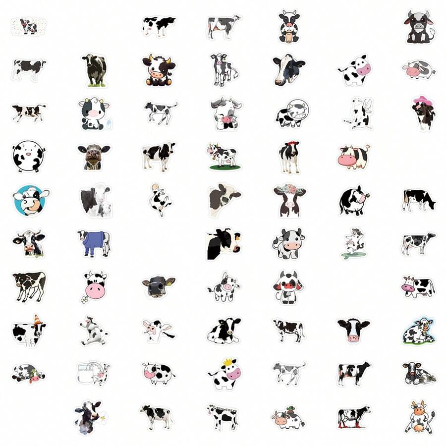 70PCS Black And White Cow Stickers Vinyl Stickers Scrapbook, Journaling ...