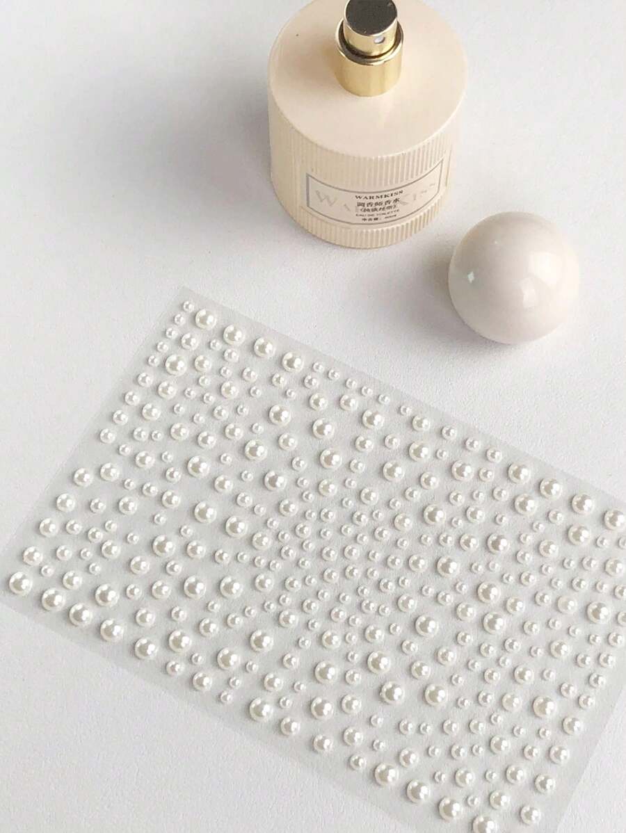 White Pearl Face Sticker, Self-Adhesive Acrylic Pearl Sticker, Faux ...