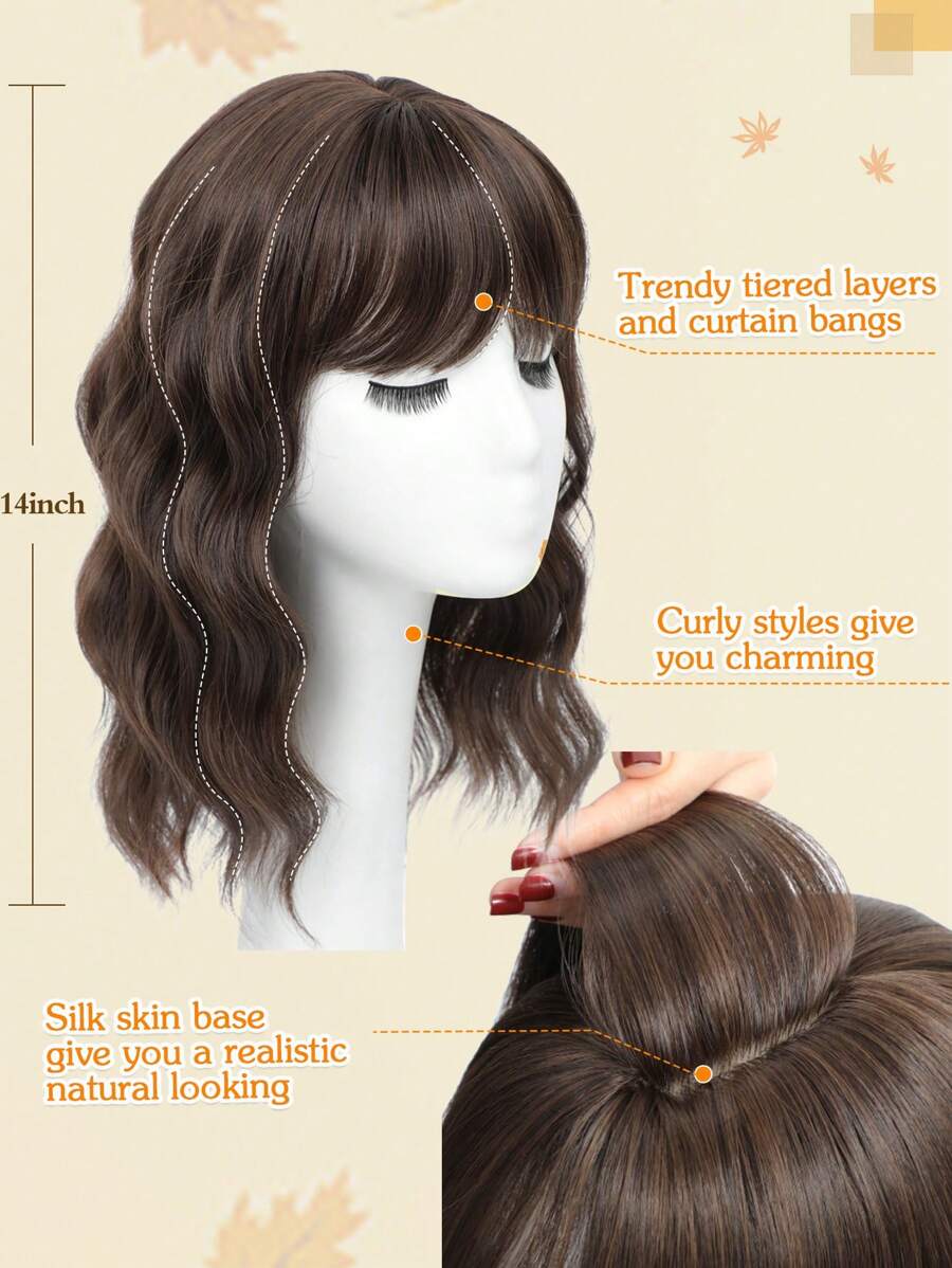 Postizo de cabello ondulado de 14 pulgadas para mujeres, piezas de ...