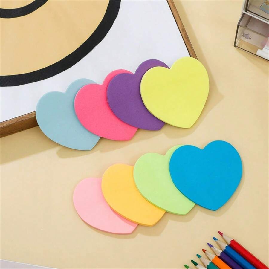25pcs Heart Shaped Sticky Notes, Colored Memo Pads For School, Students ...