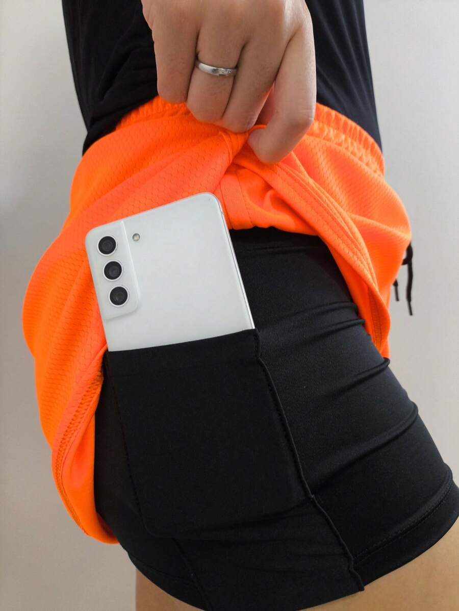 Women's 2 In 1 Double Shorts Compression Gym UV Factor With Free Face ...