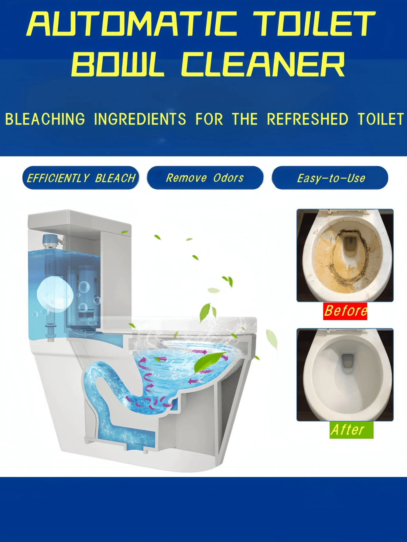 1-Box Toilet Stain Cleaning Effervescent Tablets, Home Decalcifying ...