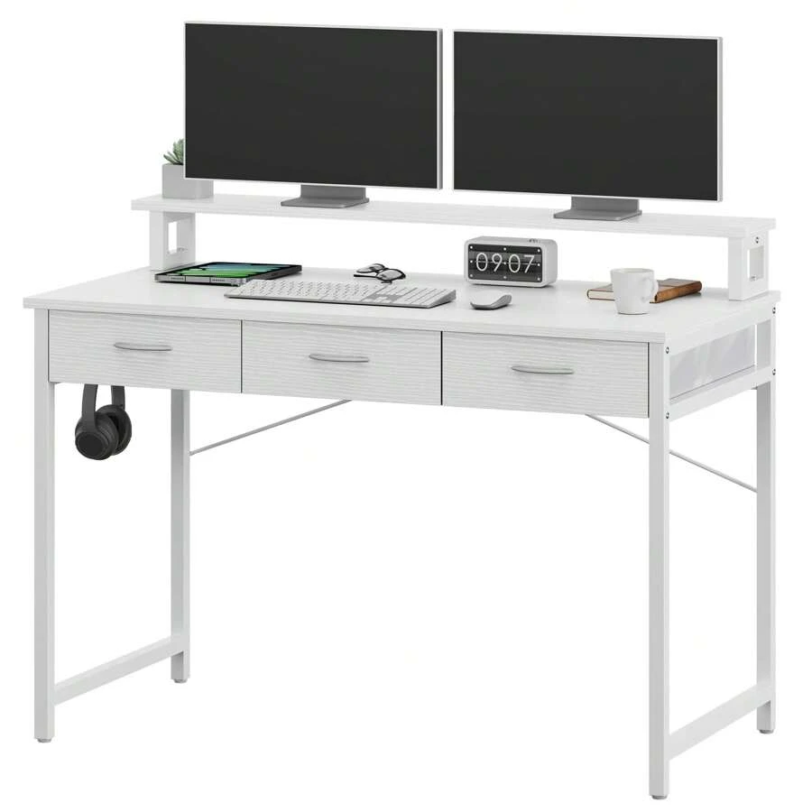 39 Inch Modern Computer Desk Home Office Study Desk With Drawers ...