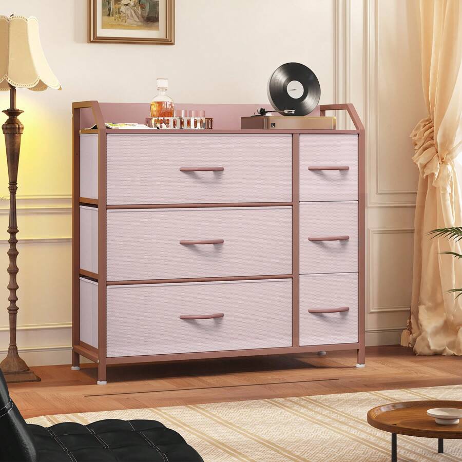 Chest Of Drawer With 6 Drawers For Bedroom Fabric Dresser Storage ...