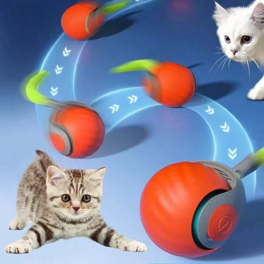 Smart Cats Toy Ball Electric Ball For Cats With Feather Teaser ...