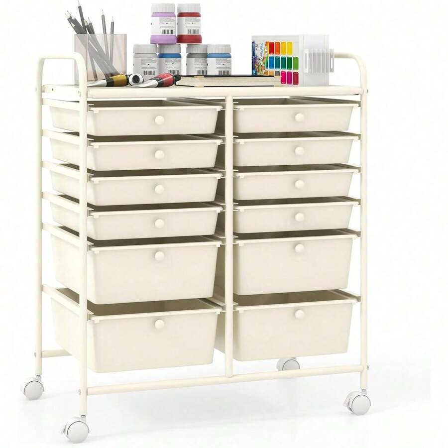 12 Drawers Rolling Storage Cart, Classroom Organizers With Wheels For ...