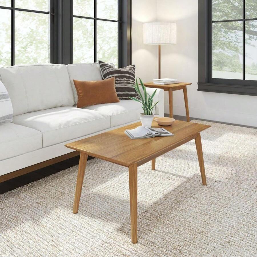 40 Inch Mid Century Modern Coffee Table, Wood Coffee Tables For Living ...