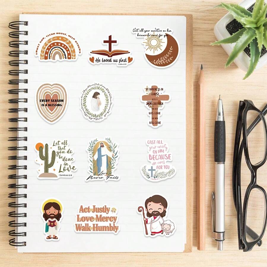 50Pcs Religious Bibles Stickers Vinyl Aesthetics Stickers Scrapbooking ...