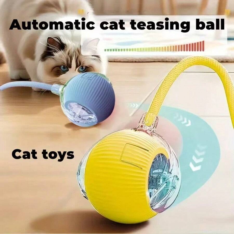 Cat Interactive Ball Toy Automatic Rolling Ball With Tail Rechargeable ...