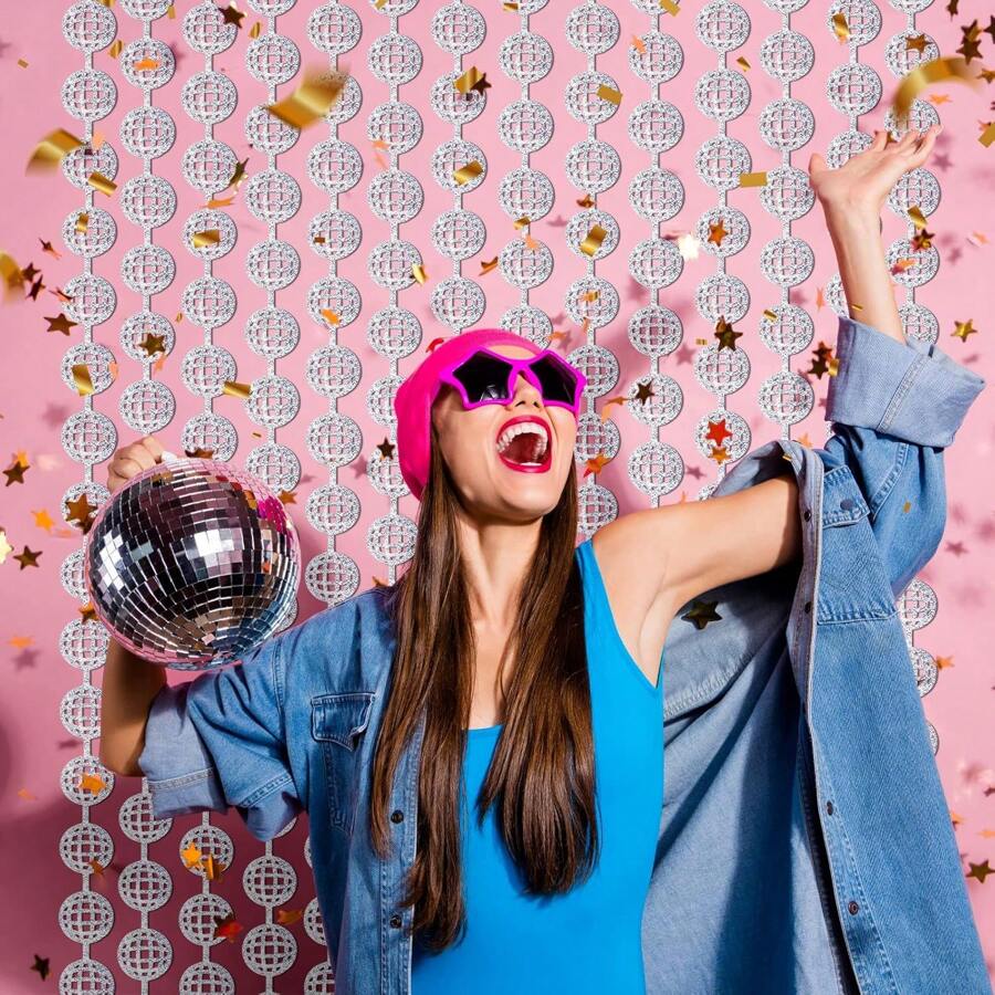 Disco Party Decorations, 2 Packs Disco Ball Photo Booth Props,3.3x6.6 ...