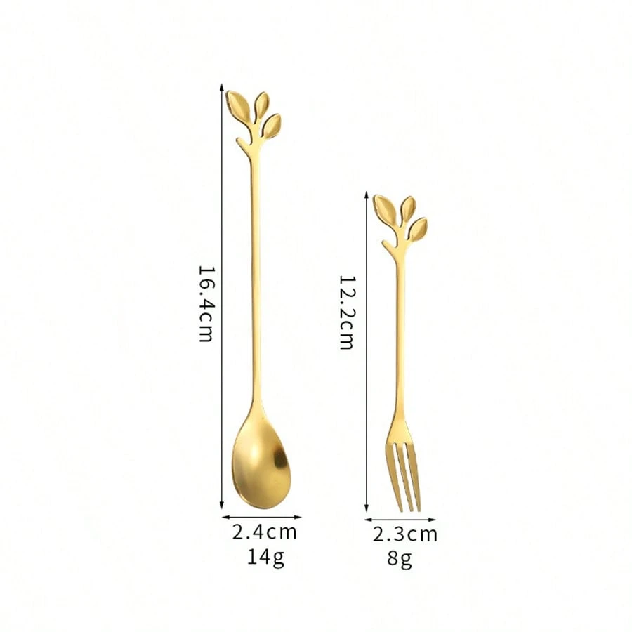 Elegant Silver Leaf Coffee Spoons - 10-Piece Mini Stainless Steel ...