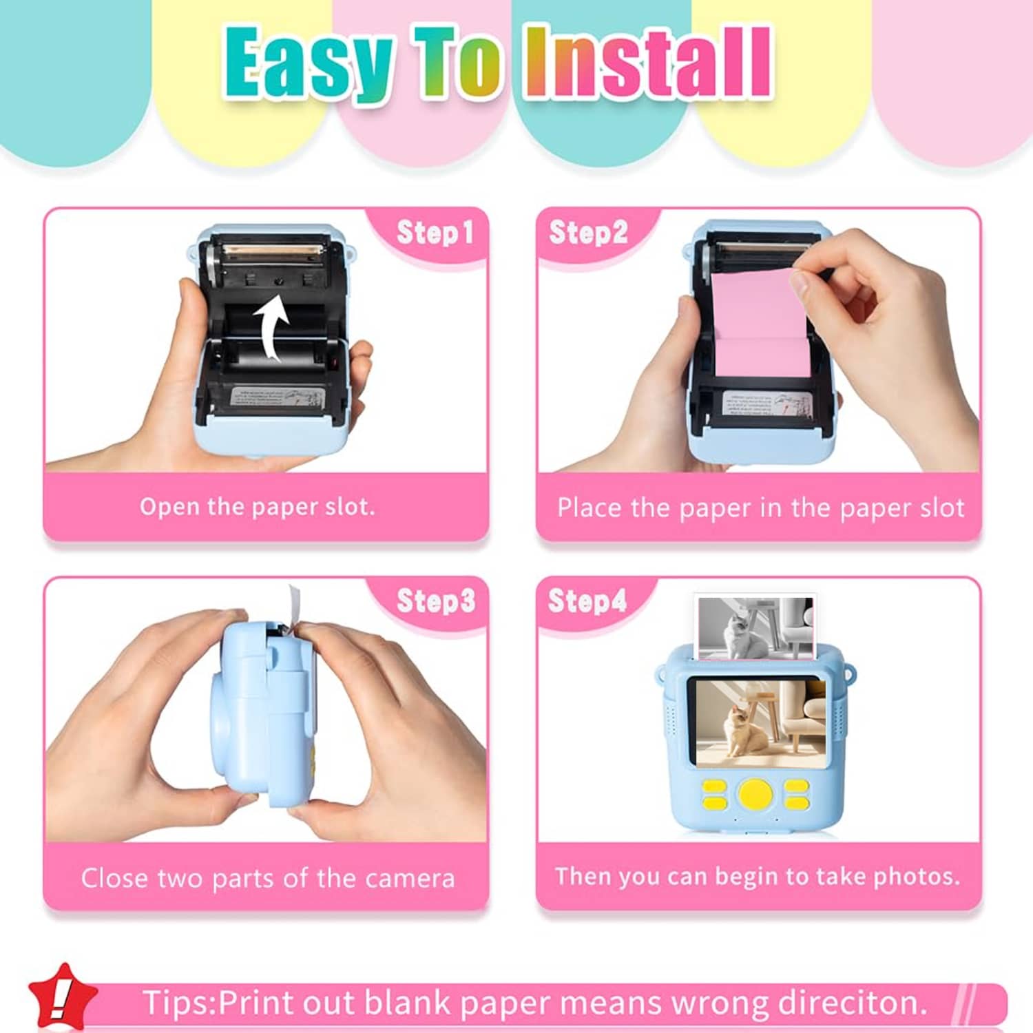 Color Instant Camera Refill Printing Photo Paper, 3/6/12 Rolls Of Color ...