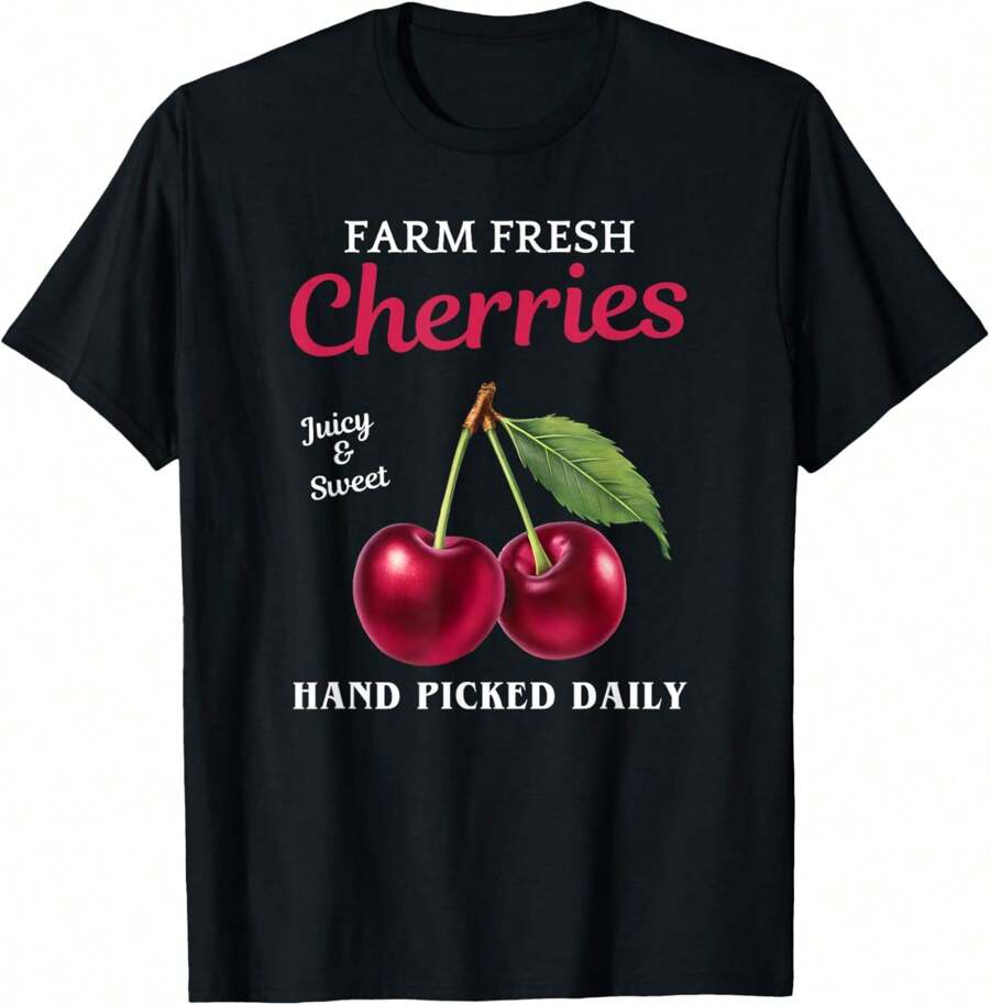 Farm Fresh Harvest Organic Cherries Farmer's Market Tee T-Shirt | SHEIN USA