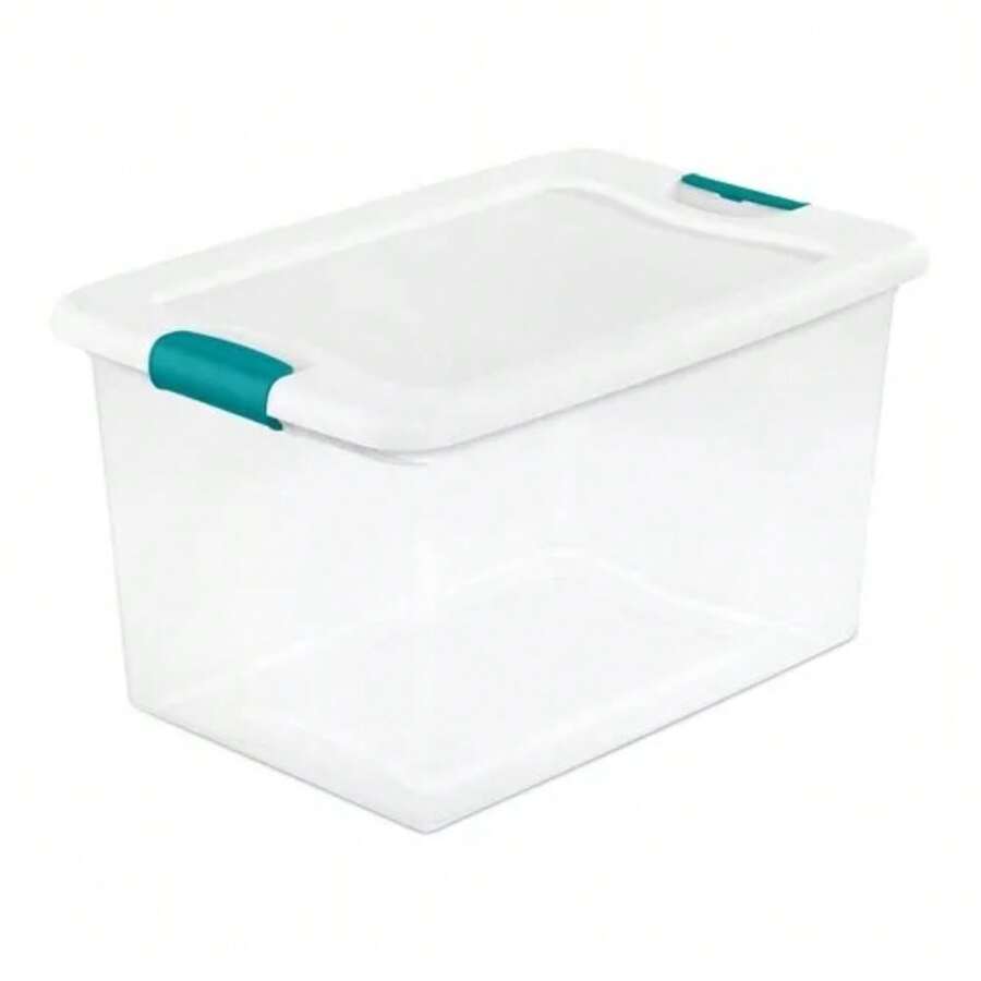Sterilite 64 Qt Clear Plastic Stackable Storage Bins With White Latch ...