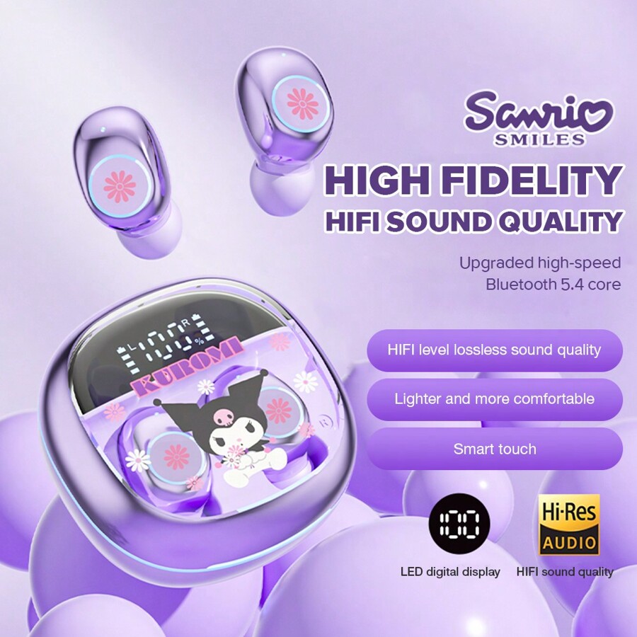 Sanrio سماعات أذن لاسلكية TWS بلوتوث 5.4 طراز BL47 ل- Sanrio، سماعات كارتونية لشخصيات هالو كيتي ...