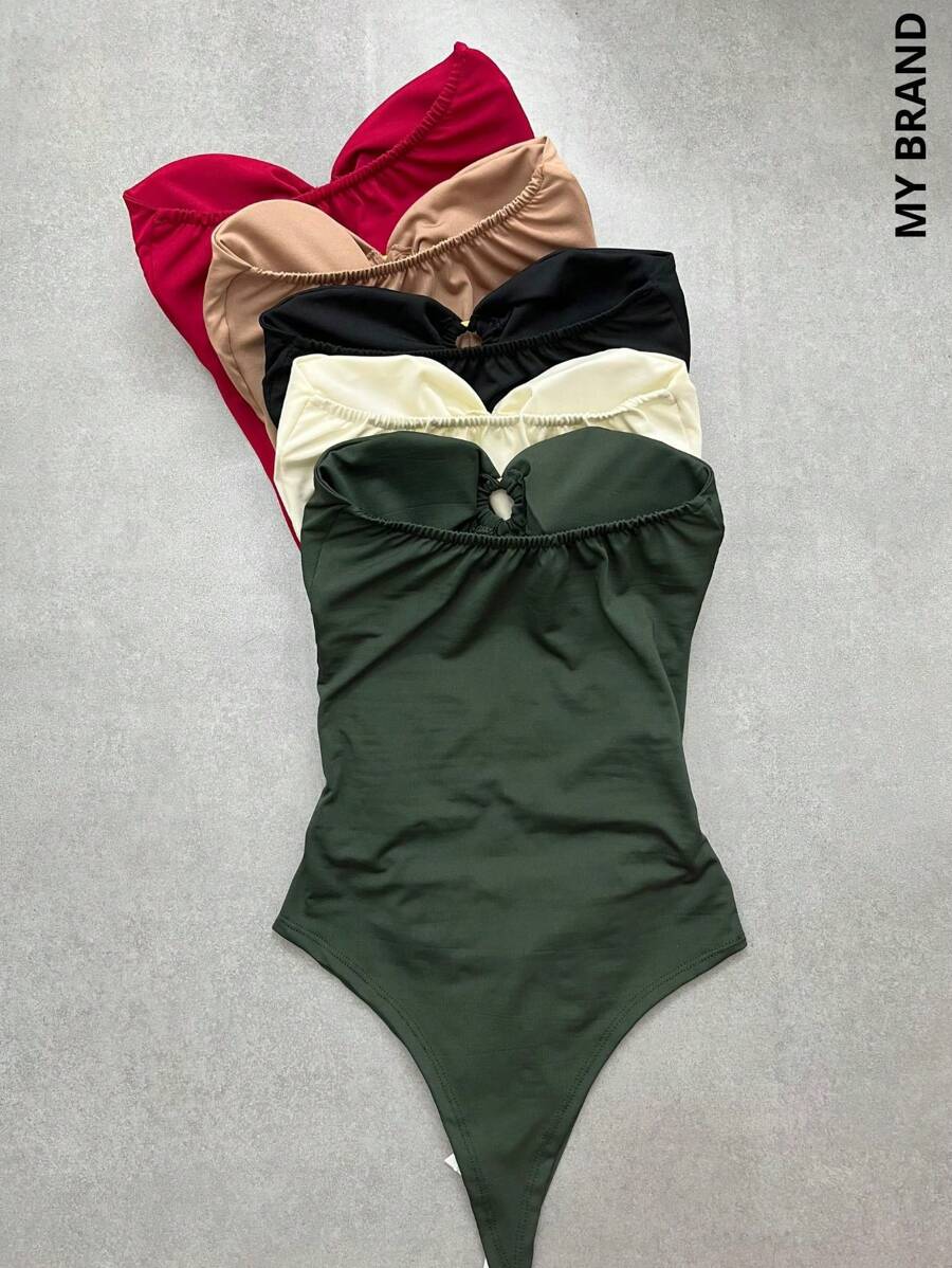 Body Bory Feminino Elegante Argola Básico Confortável Verão Com Bojo ...