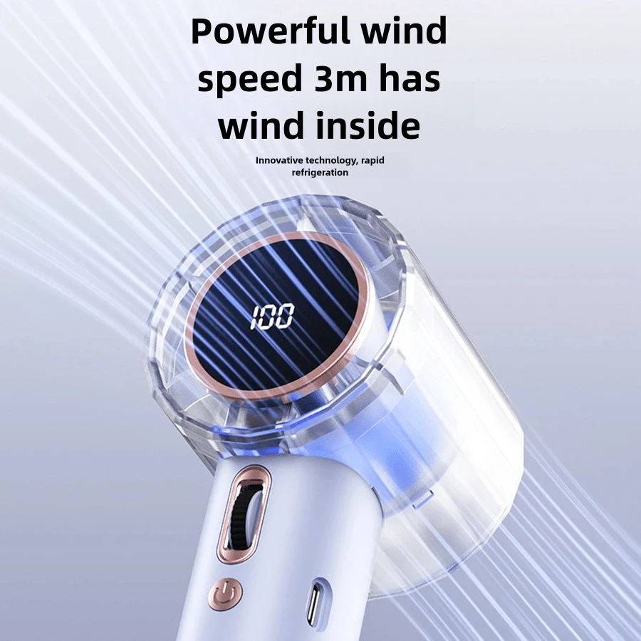 Portable Handheld Fan, Speed Adjustable (1-100) Turbo Mini Fan, 2000mAh ...