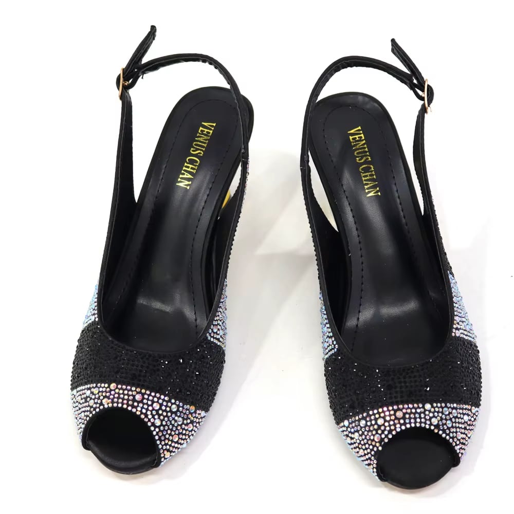 Venus Chan Women Heels For 2025 Elegant Party Black Color Diamond Pumps ...