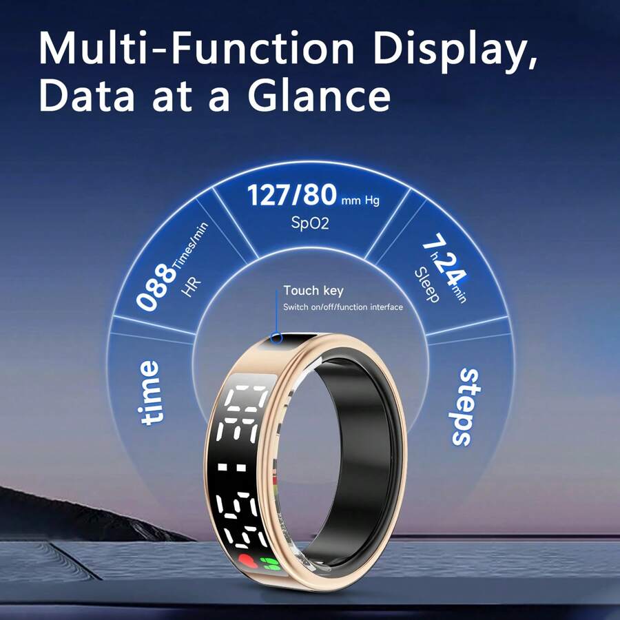 2025 Smart Ring Health Tracker With LED Display Screen - IP68 ...