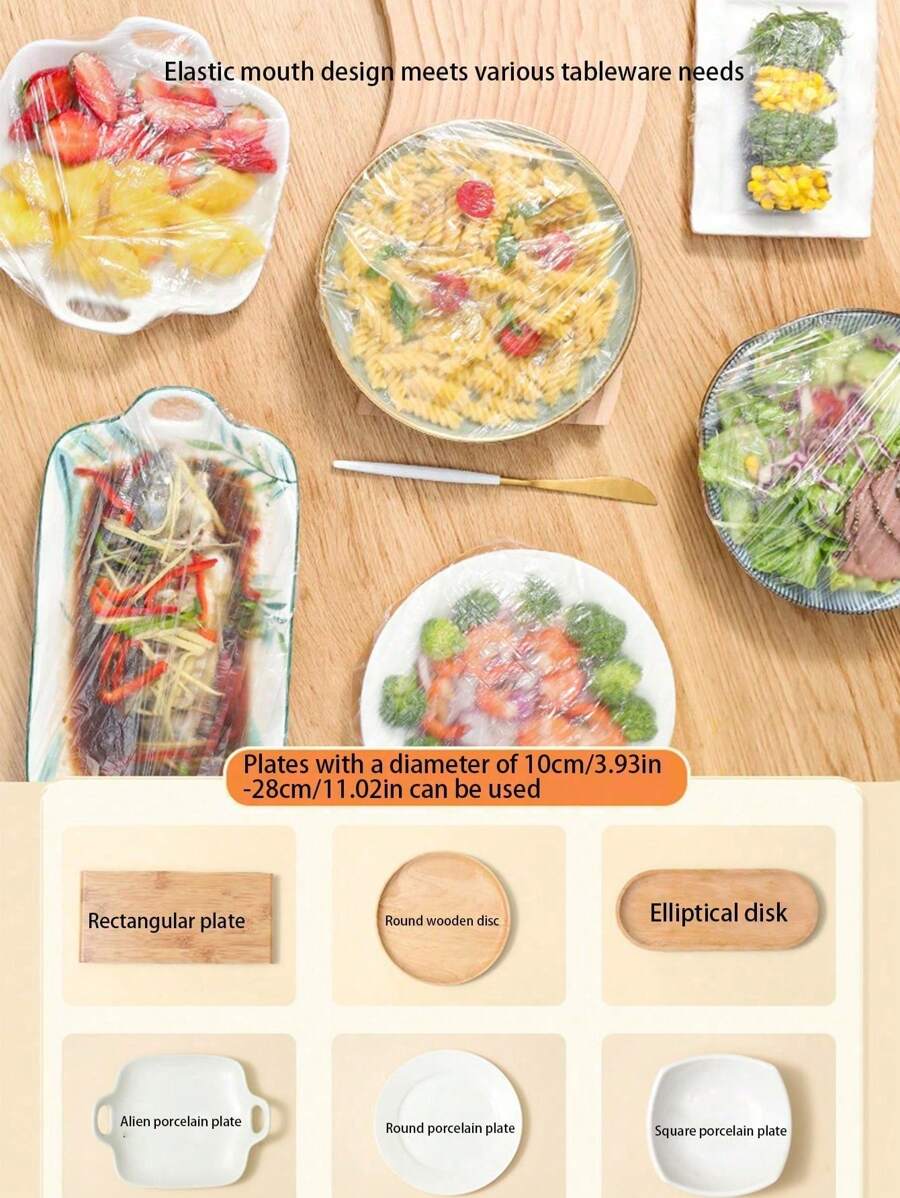 100pcs Transparent Plastic Cover PE Thin Film Plastic Bags For Bowl ...