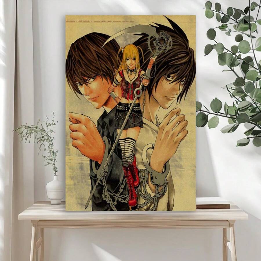Framed Death Poster Note, Inspired Canvas Poster - Anime Art For ...