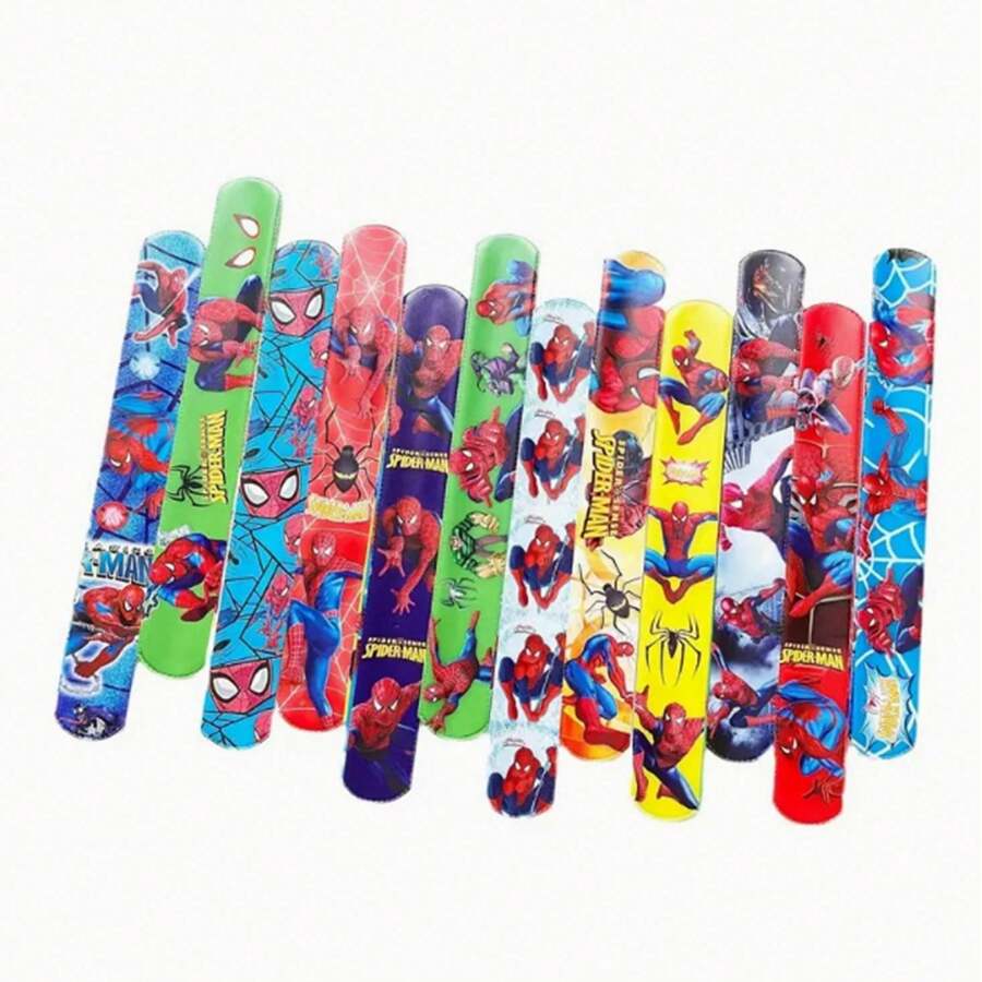 Disney 12pcs Disney Spider Man Slap Bracelets For Stitch Anime Figure ...