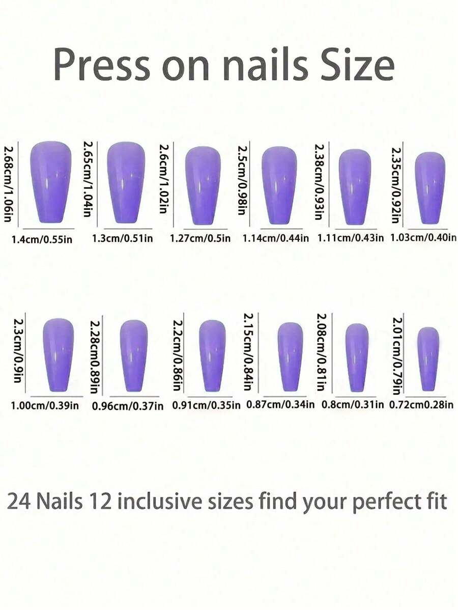 288pcs Solid Colored Ballet Shape Full Cover False Nails, Ballet Nail ...