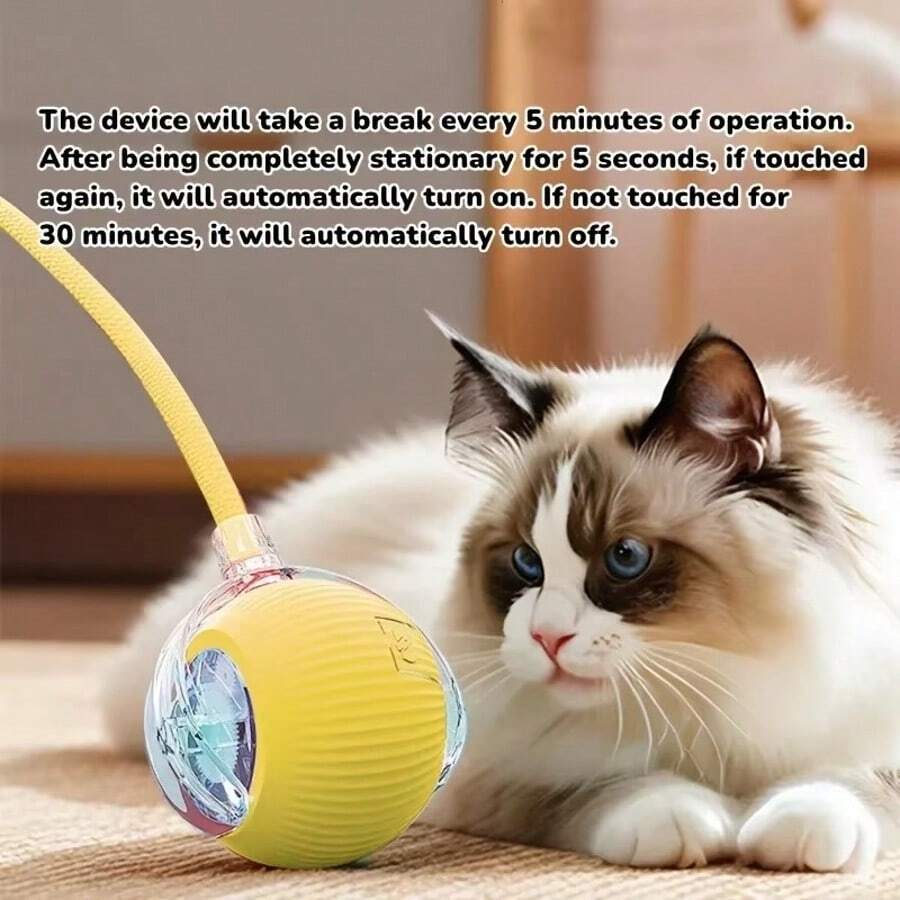 Cat Interactive Ball Toy Automatic Rolling Ball With Tail Rechargeable ...