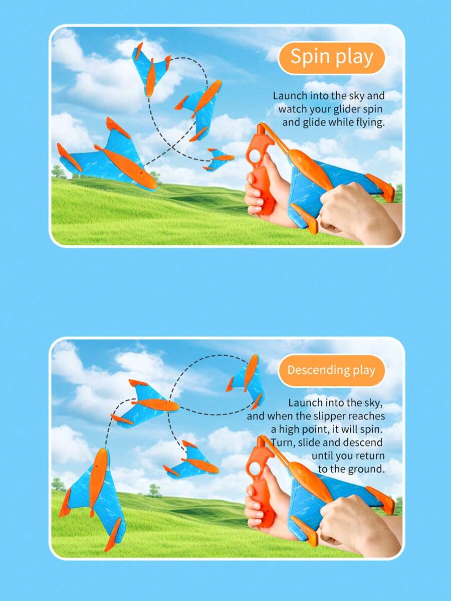 1set Kids Toy Slingshot With Lights, Foam Plane, Flying Disc, Boomerang ...