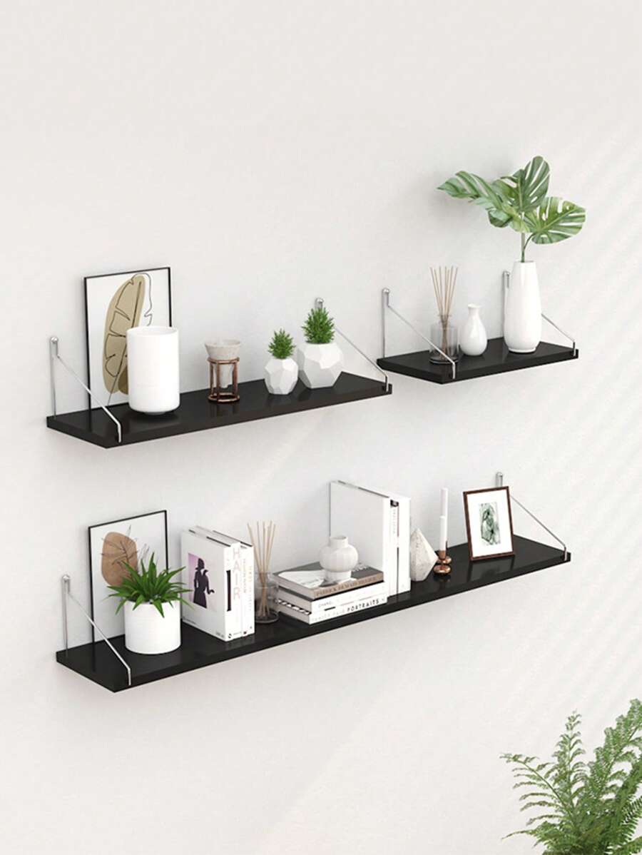 1pc (Incl.Hook) 30/40/50cm Wall Mounted Floating Shelf, No-Drill ...