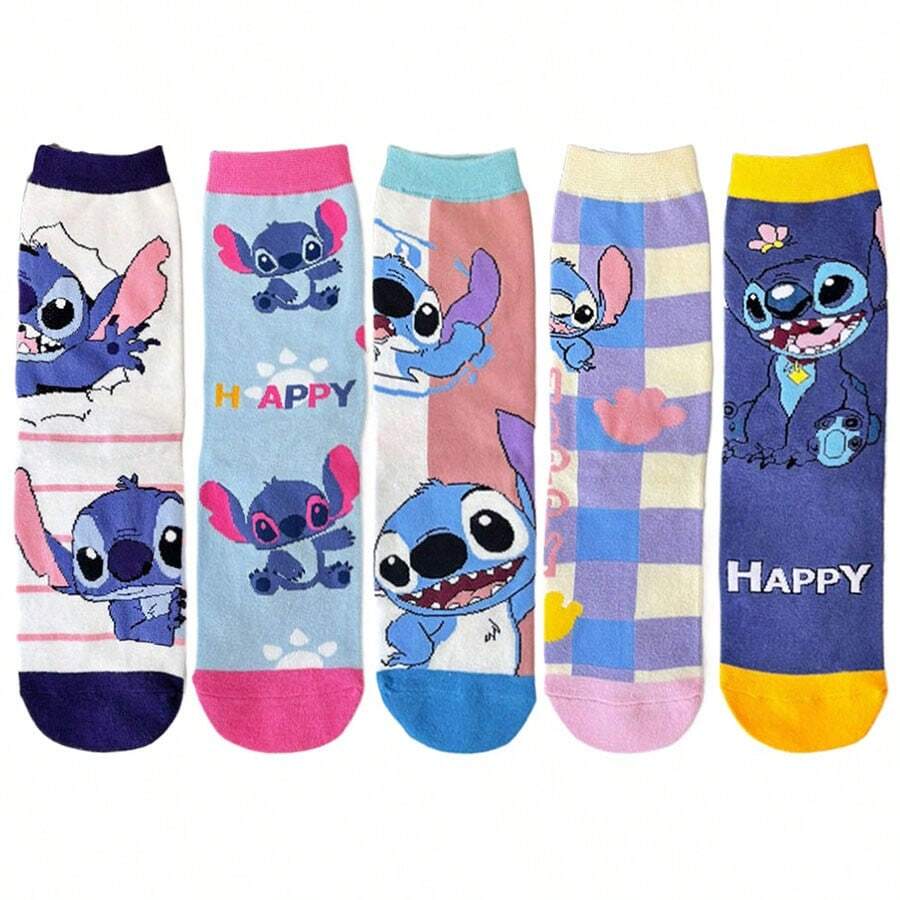 Disney 5pairs Disney Lilo Stitch Socks Cartoon Anime Men Women Short ...