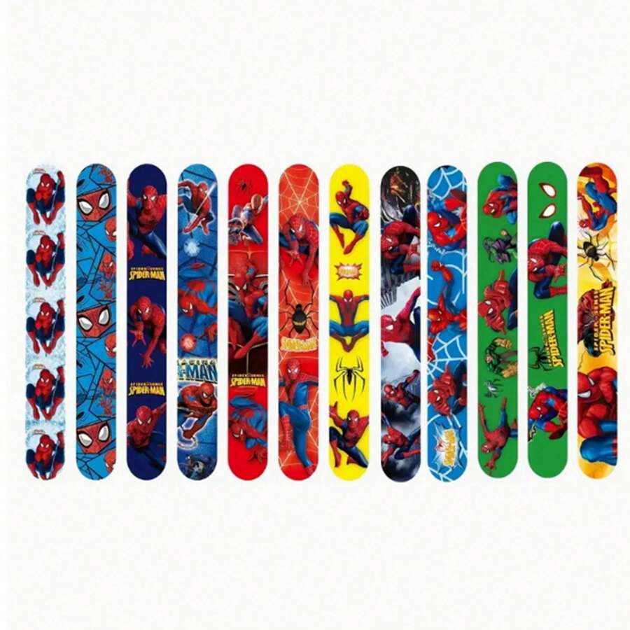 Disney 12pcs Disney Spider Man Slap Bracelets For Stitch Anime Figure ...