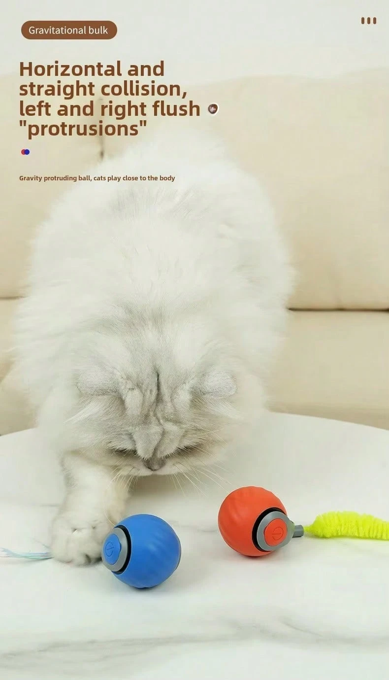 Smart Cats Toy Ball Electric Ball For Cats With Feather Teaser ...