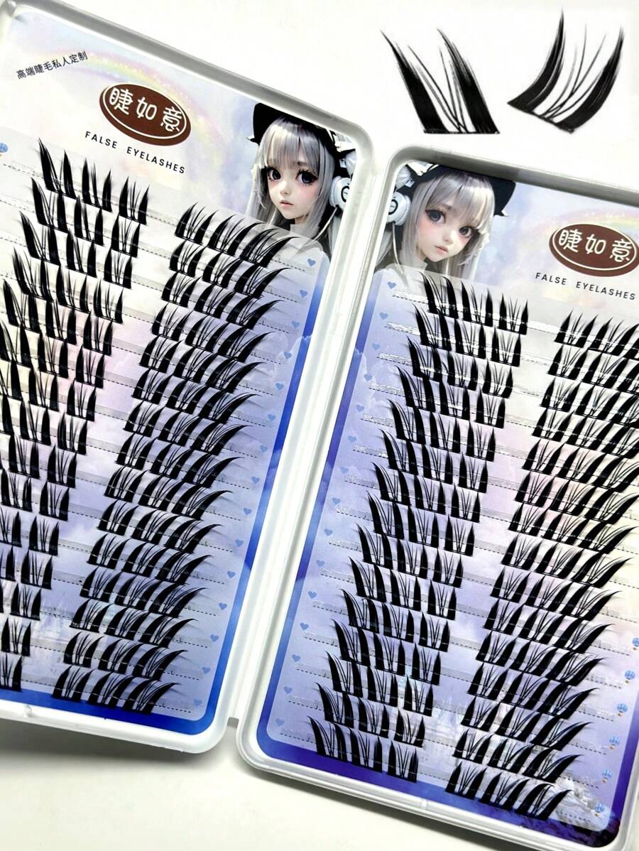 180 Pcs WideSpan Fairy Fox Lash Clusters Kit Manga FoxEye Eyelash ...