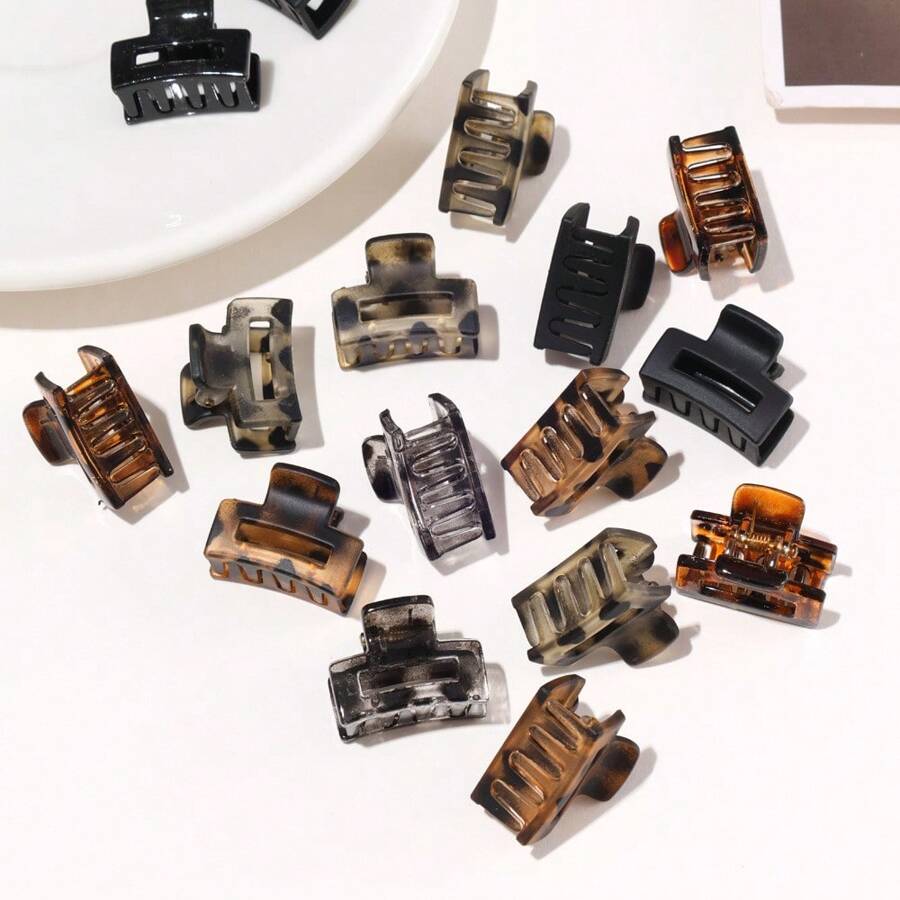 20pcs Mini Cross-Shape Claw Clips, Brown Tone Small Hair Clips For ...