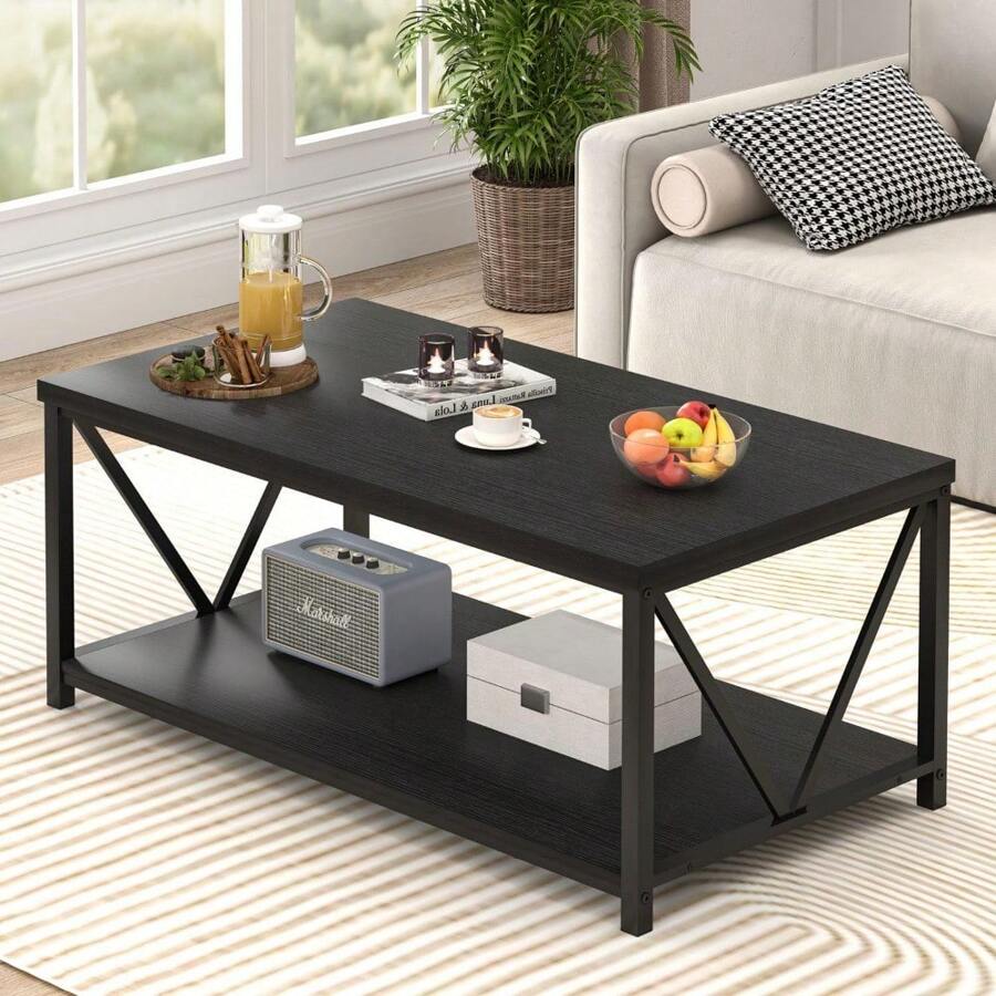 Small Coffee Table, Modern Living Room Tables With Storage Shelf ...