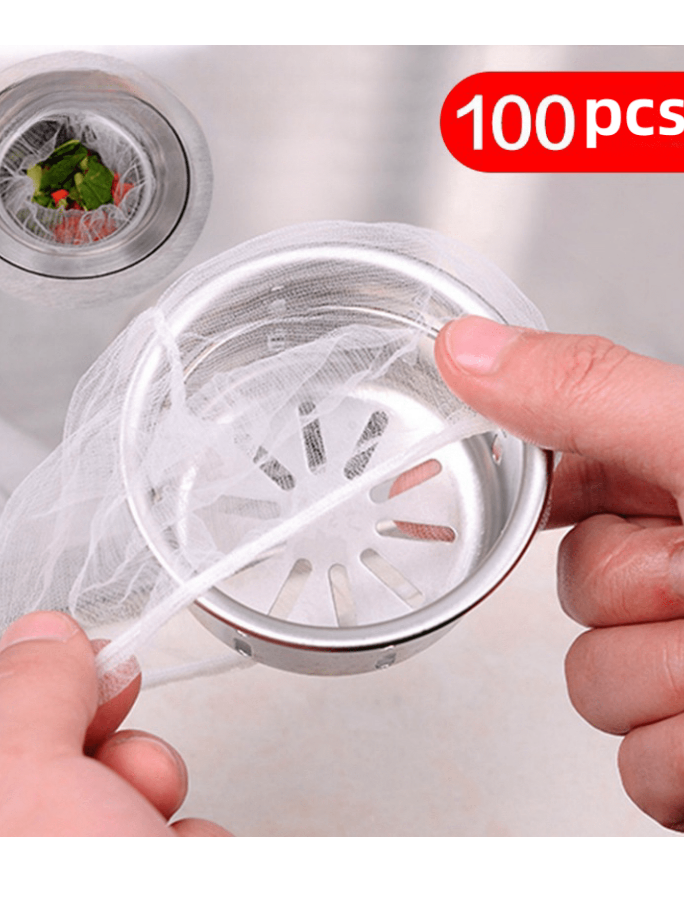 Kitchen Sink Strainer Mesh Bag- 100 PCS Disposable Sink Net Strainer ...