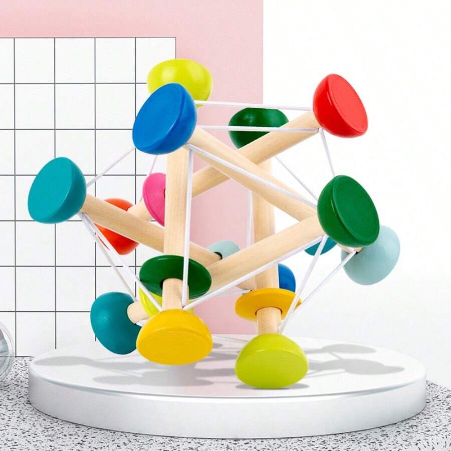 Children's Wooden Grasping & Pulling Elastic Ball To Exercise Hand-Eye ...