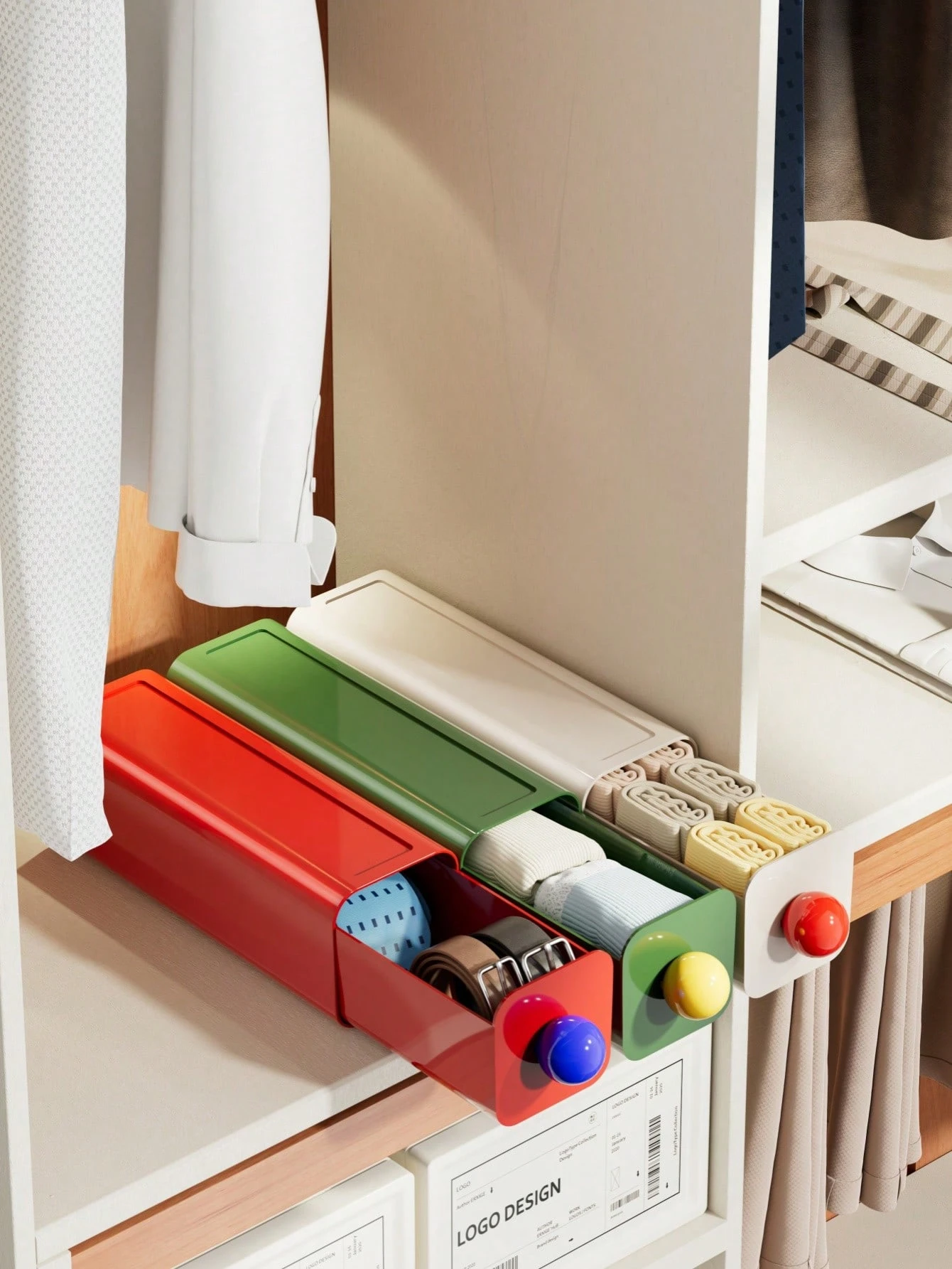 Hanging Pull-Out Plastic Storage Box For Wardrobe, Desktop Stackable ...
