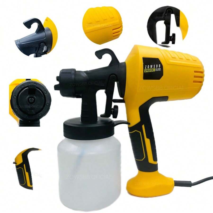 Pistola de Pintura Pulverizador Elétrico 110v 750W Pulverizadora Potente 800ML Pistola De Tinta ...
