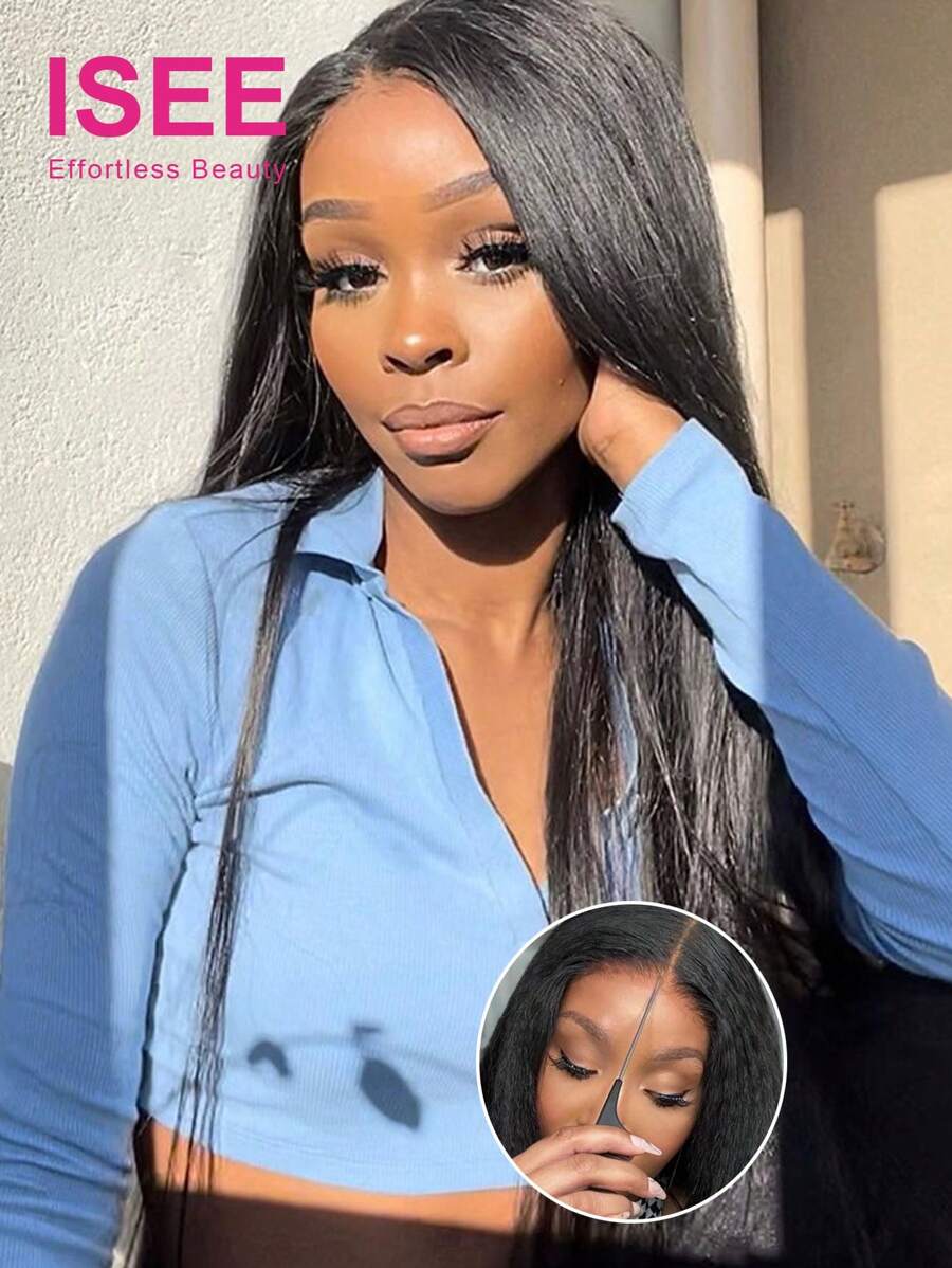 ISEE HAIR Wear Go 6x4 HD Lace Glueless Straight Pre Bleached & Pre ...