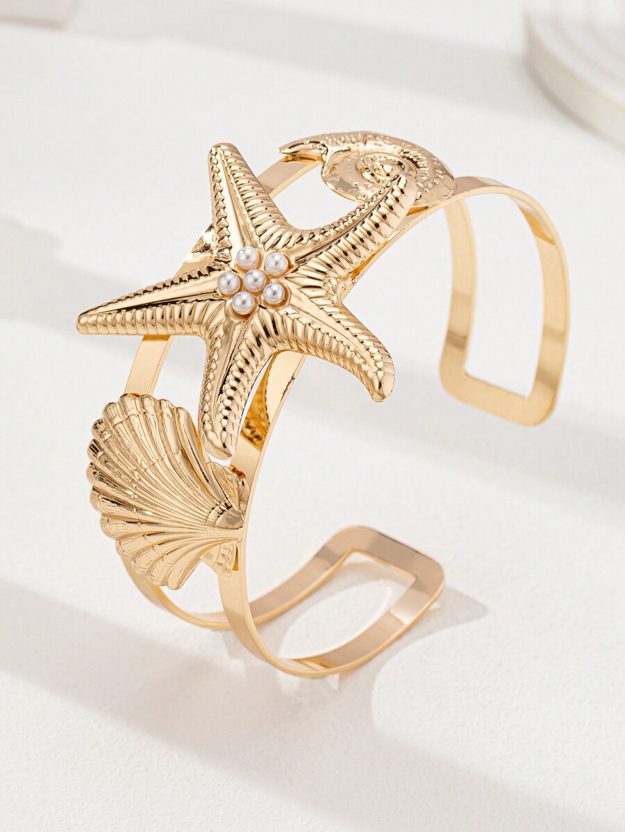 1 Pc Starfish Shell Sea Life Upper Arm Cuff Arm Band Women Arm Bangle Summer Vocation Arm ...